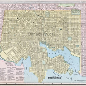 1888 Antique City Map of Baltimore, Maryland - Etsy