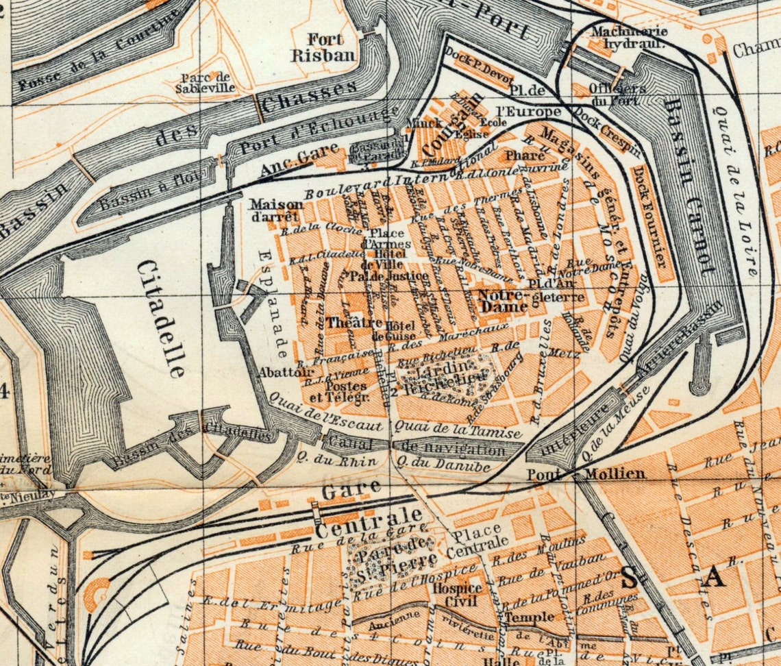 Antique Map of Calais France 1905 Vintage City Map Old - Etsy