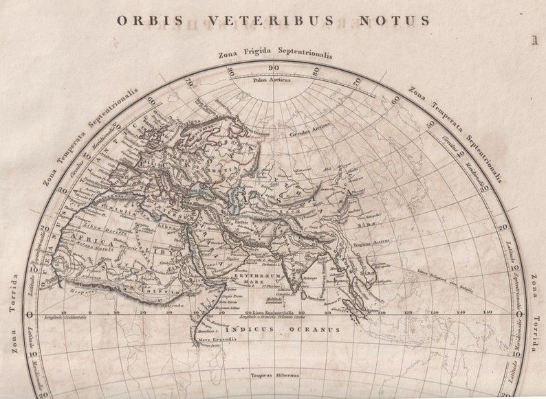 1828 Antique Map of the Ancient World ORBIS VETERIBUS NOTUS World as ...