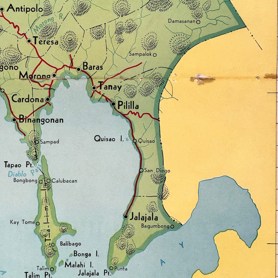 1959 Large Rare Vintage Map of Rizal, the Philippines - Manila - Quezon ...
