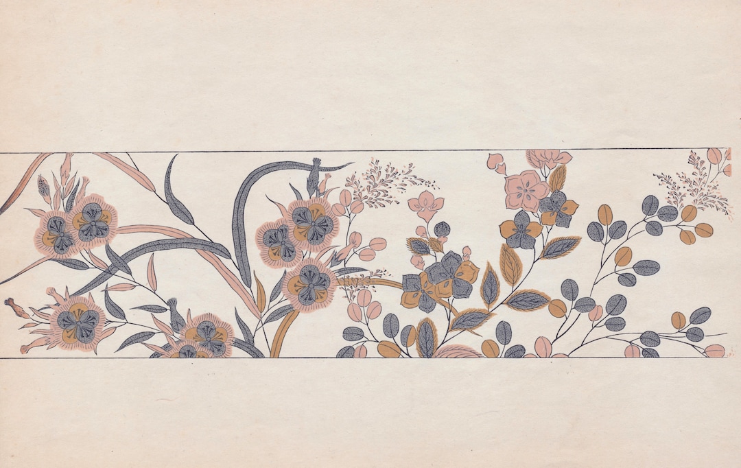 Antique Rare Japanese Woodblock Print - Flowers and Leaves - 1918 Print ...