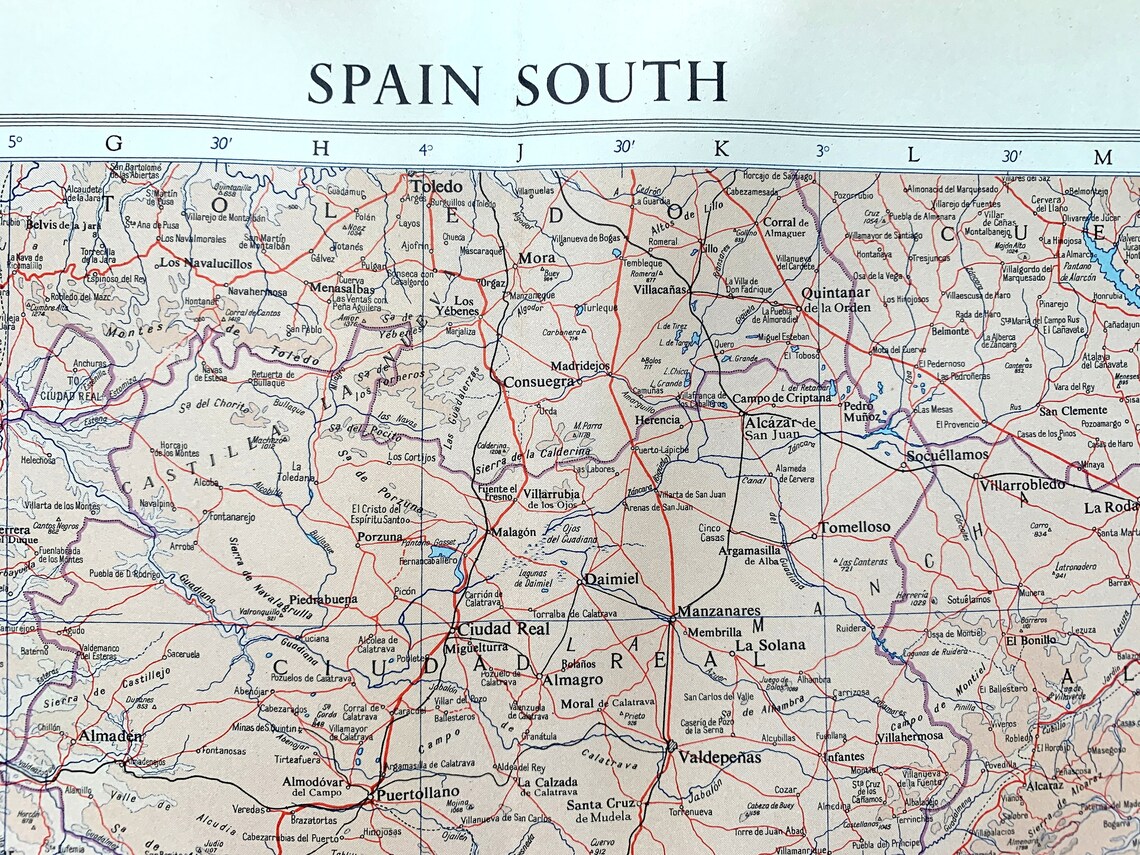 Vintage Map of Southern Spain Large 1958 Map Ibiza - Etsy