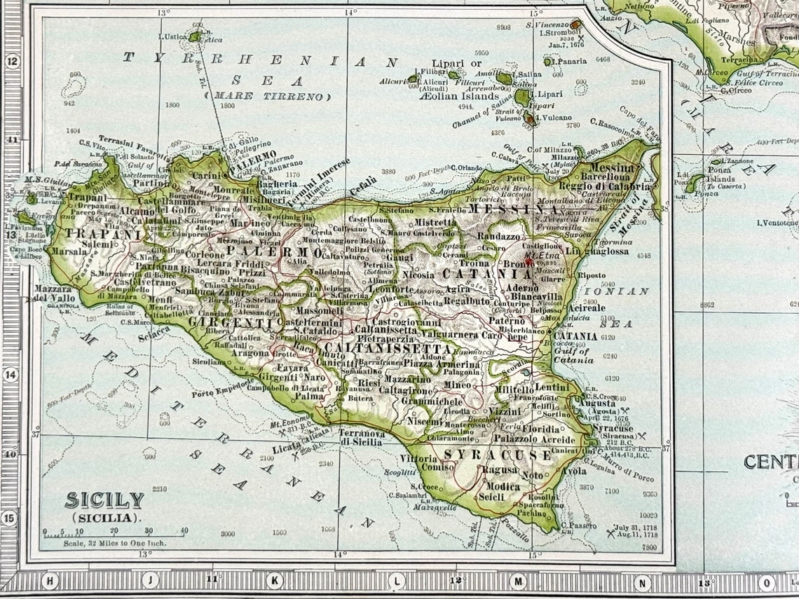 Antique Map of Central and Southern Italy - Antique Italy Map (central ...