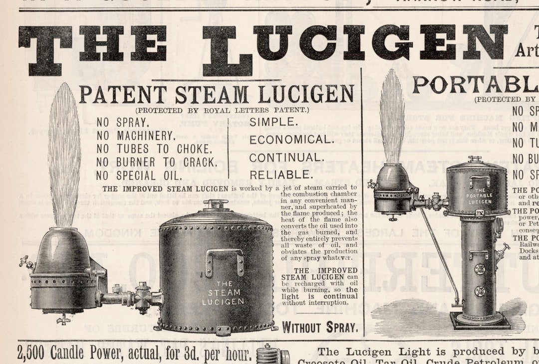 Antique Advertisements for "the Lucigen" Artificial Light and Other ...