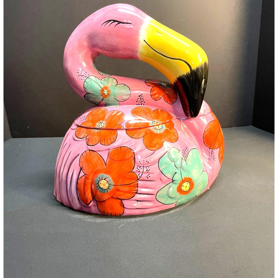 VINTAGE Pink FLAMINGO Cookie JAR - Etsy