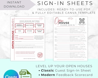 Real Estate Open House Sign in Sheet Printable - Etsy