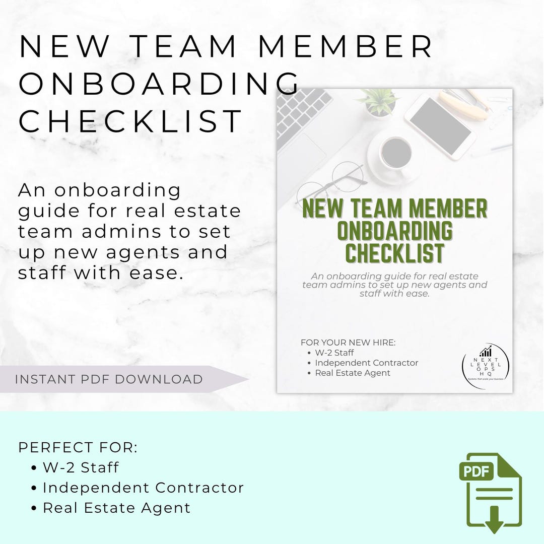 Real Estate Team Onboarding Checklist: Agent & Staff Admin (PDF) - Etsy