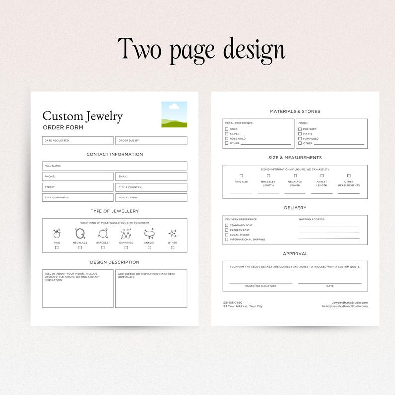 Custom Jewelry Order Form Template – Editable in Canva + Fillable PDF ...