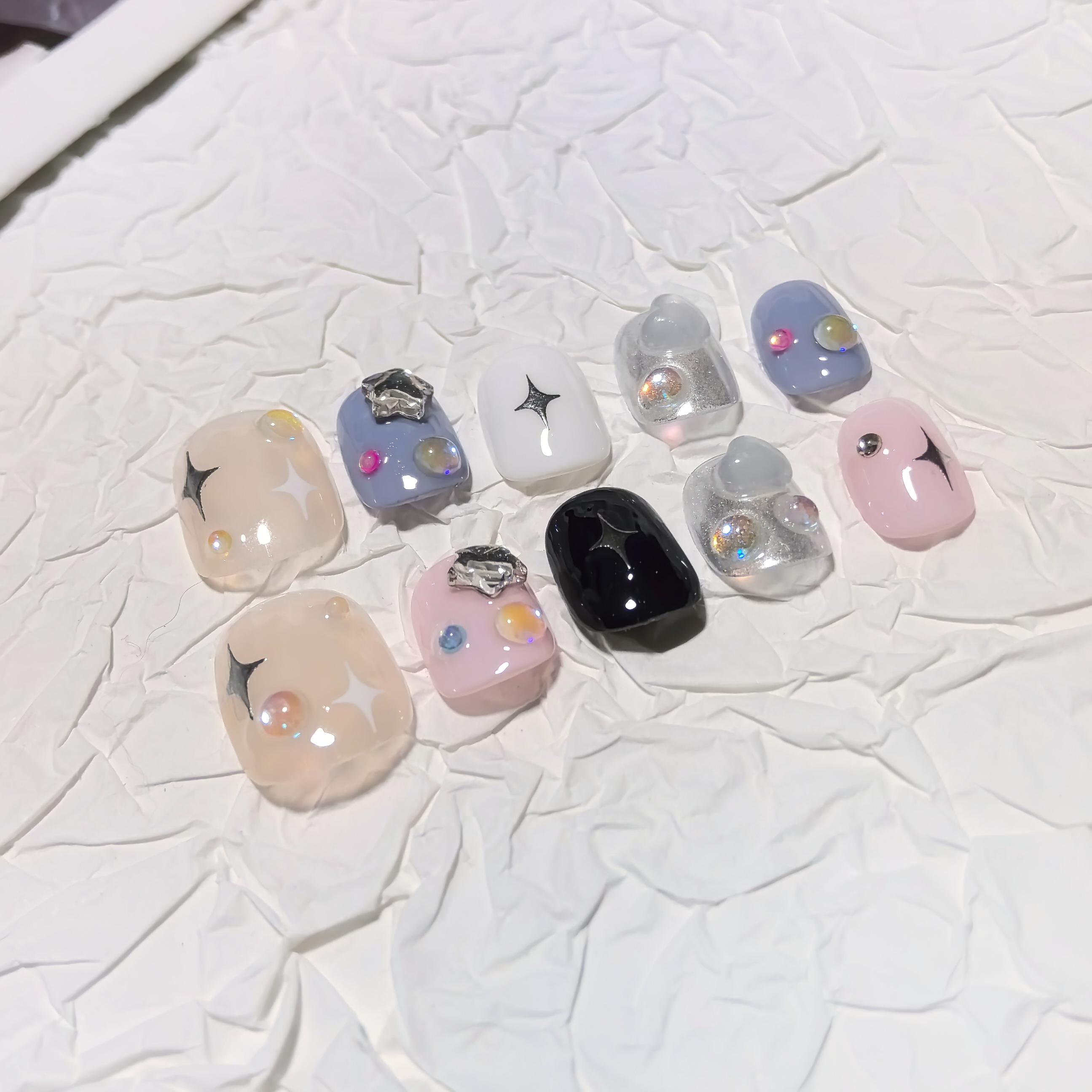 Y2K Kawaii Cute Acrylic Nails/star Nails/short Nails/cool Sweet Girl ...