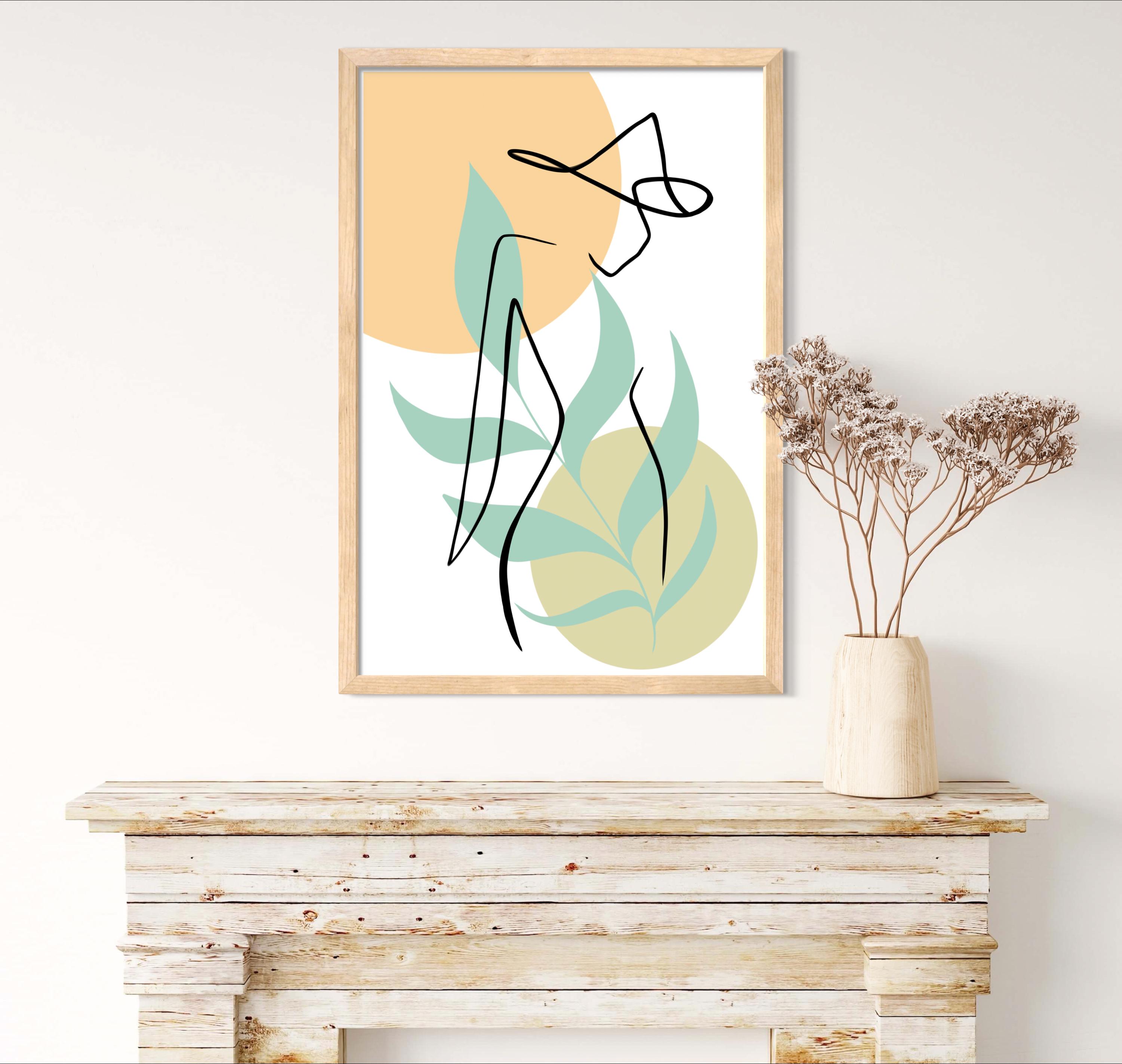 Elegant Lady Digital Art, Female Figure Line Art, Silhouette Print ...