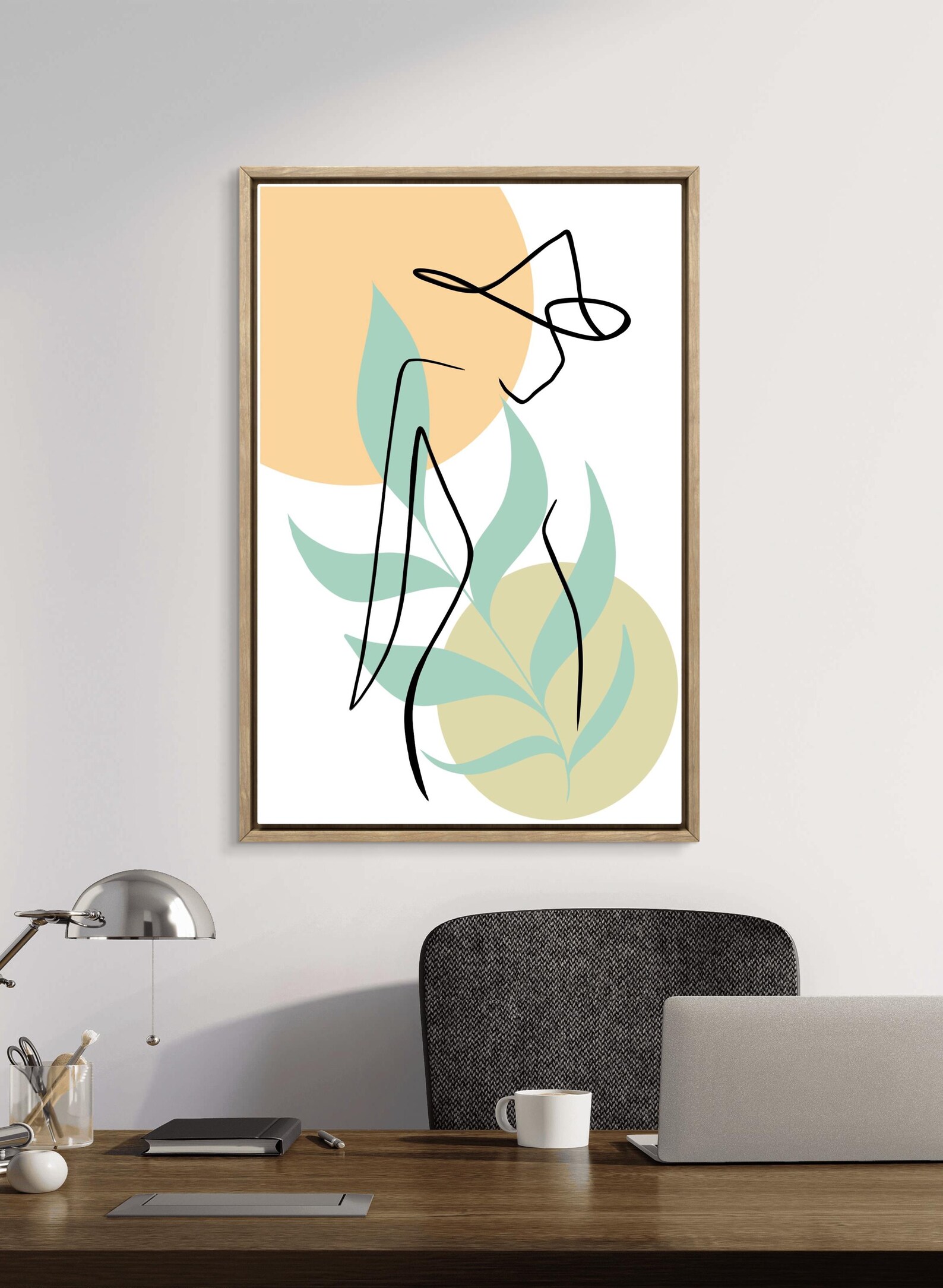 Elegant Lady Digital Art, Female Figure Line Art, Silhouette Print ...