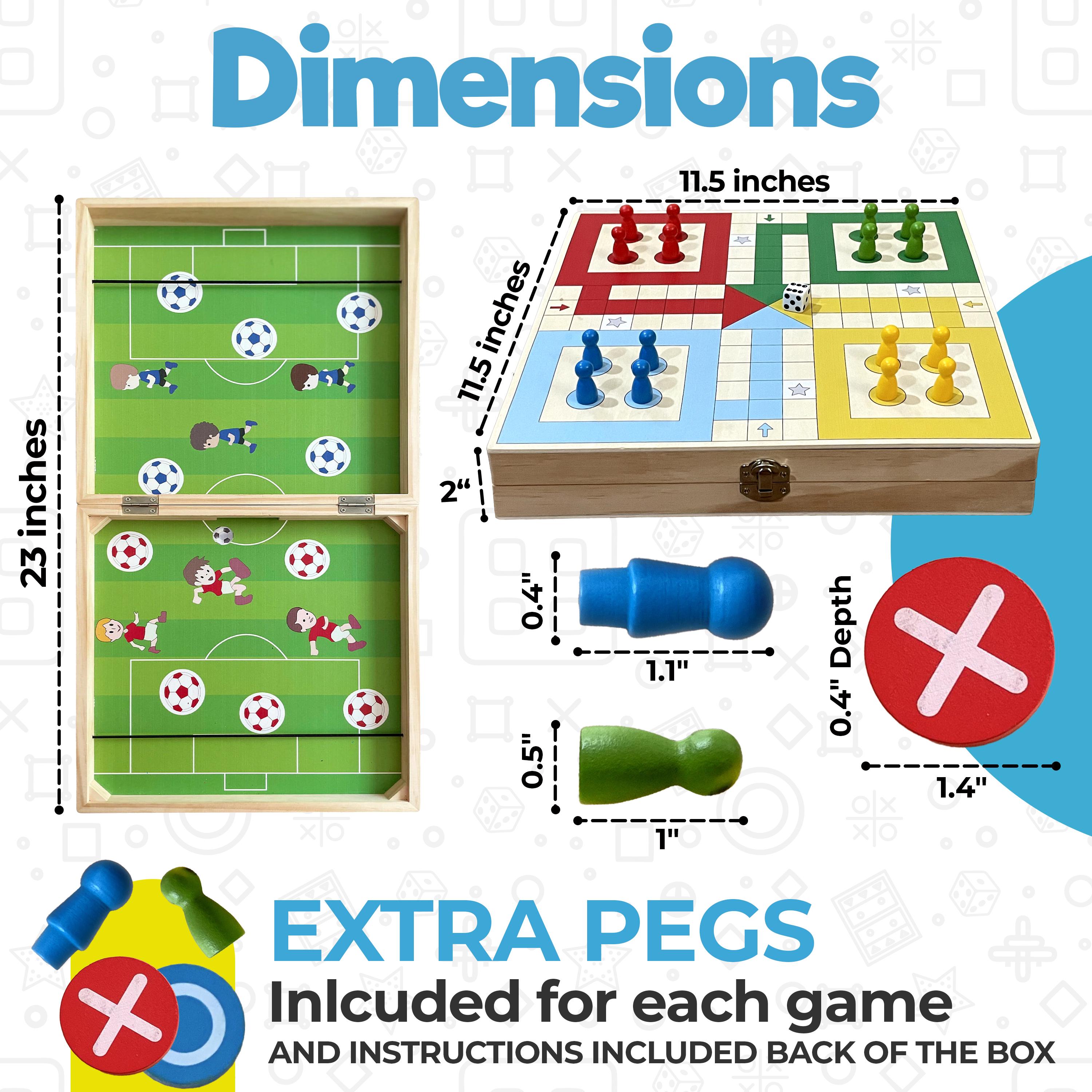 4-in-1 Wooden Board Games Box – Chinese Checkers, Ludo, Tic Tac Toe ...