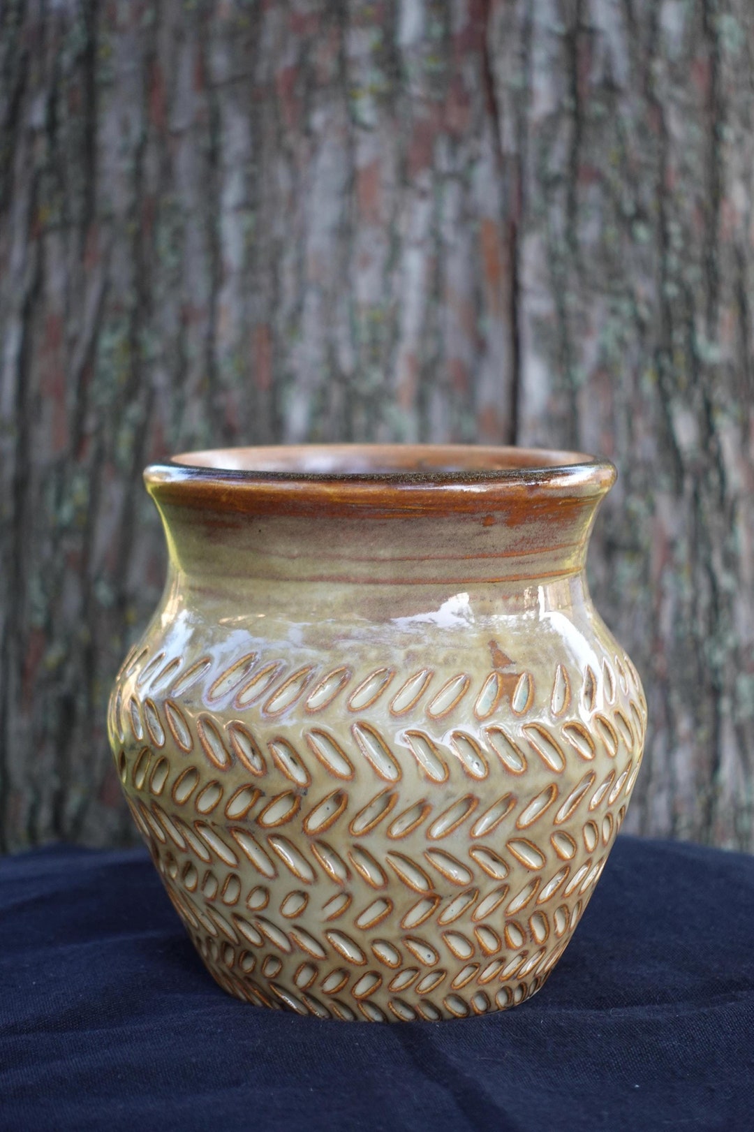 Embossed Earthy Tone Ceramic Vase - Etsy