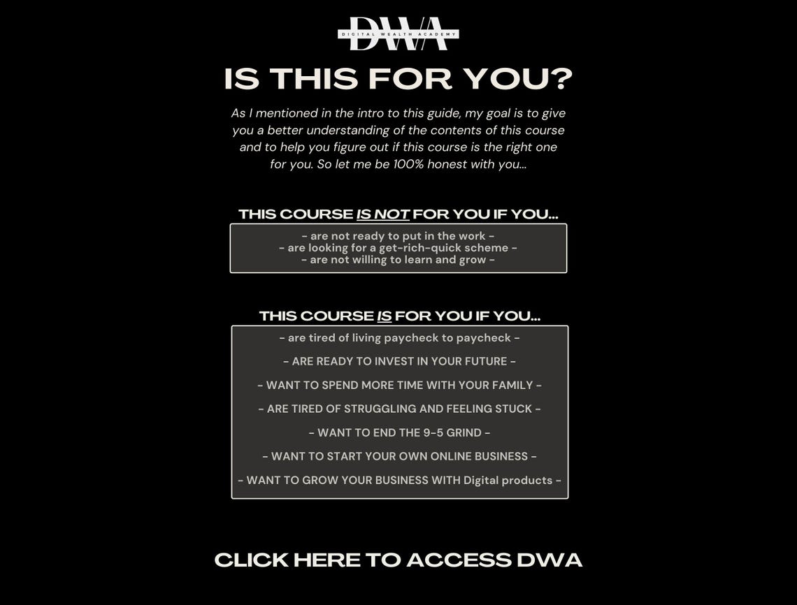 DWA Digital Wealth Academy Sneak Peek - Lead Magnet Template - Freebie ...