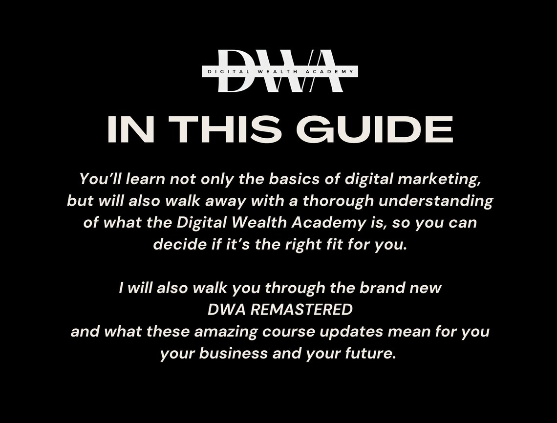 DWA Digital Wealth Academy Sneak Peek - Lead Magnet Template - Freebie ...