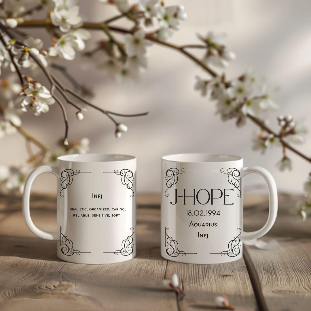 BTS J-hope Ceramic Mug, MBTI Mug, INFJ Personality, Elegant Black and ...