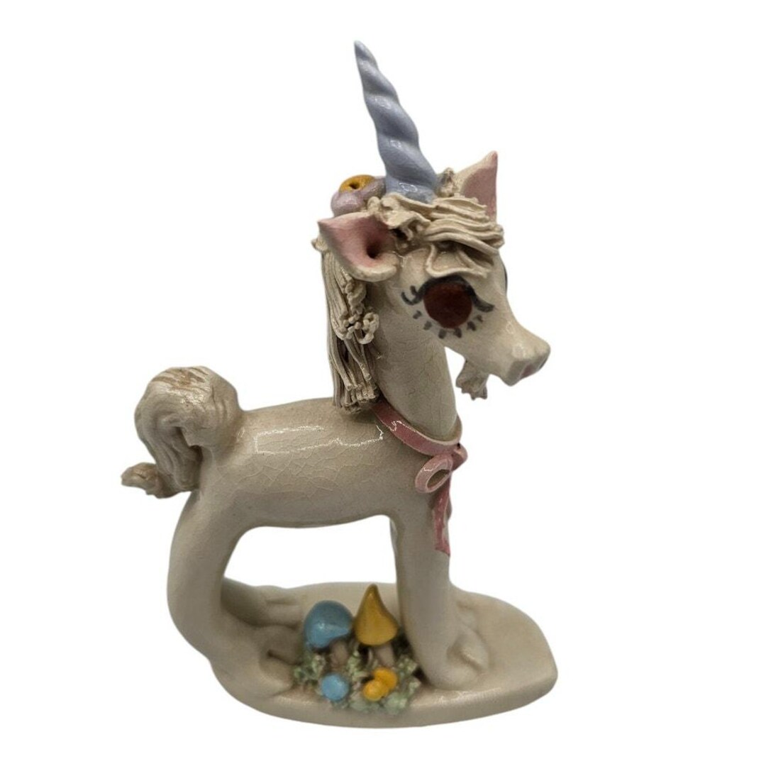 Vintage S Meindl Pottery Canada Unicorn Figurine Hand Painted Clay ...