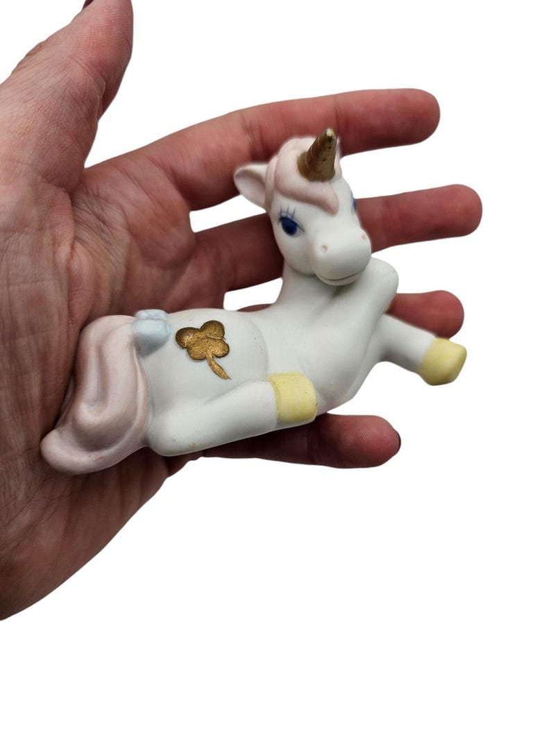 Vintage 1985 Aldon Victor Porcelain Unicorn Figurine Shy Shamrock ...