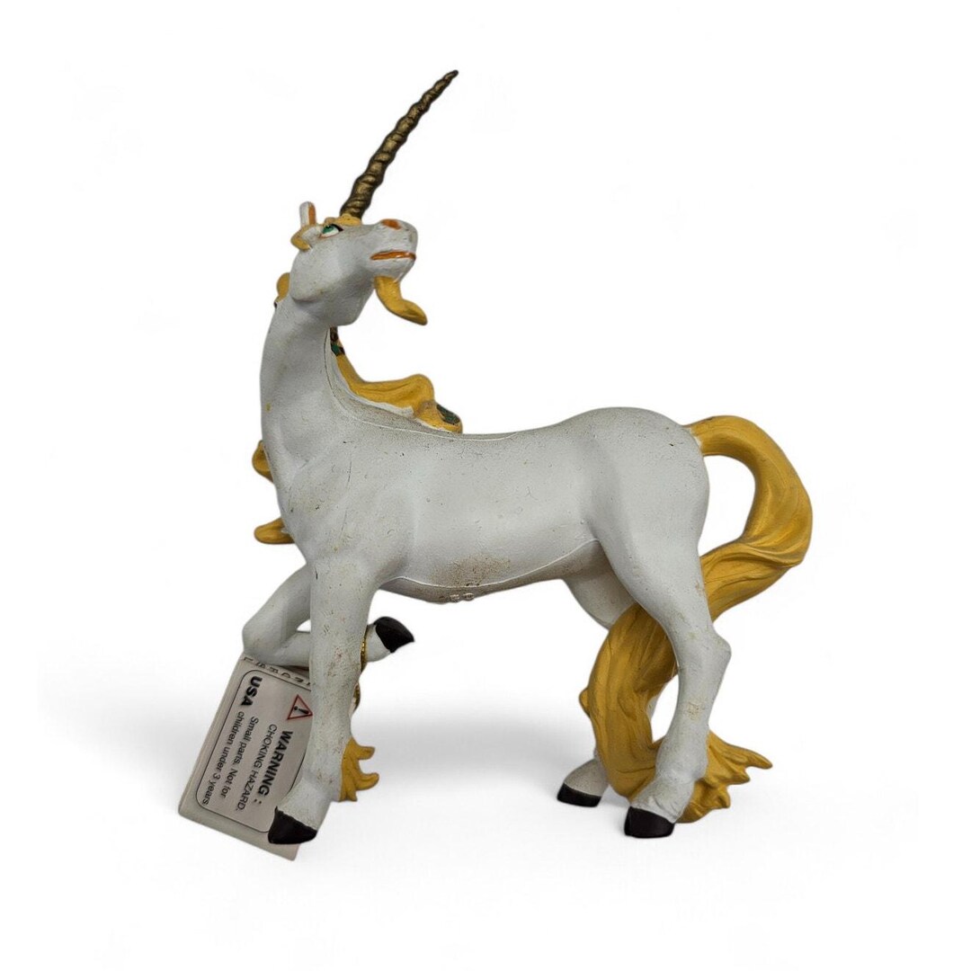 Papo Gold Unicorn 2002 With Beautiful, Glittery Mane & Tail, Flowers in ...