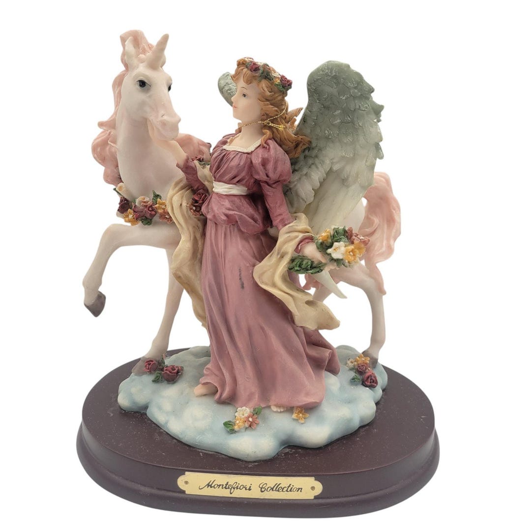 Montefiori Collection Fairy Princess and Unicorn Figurine on Wooden ...