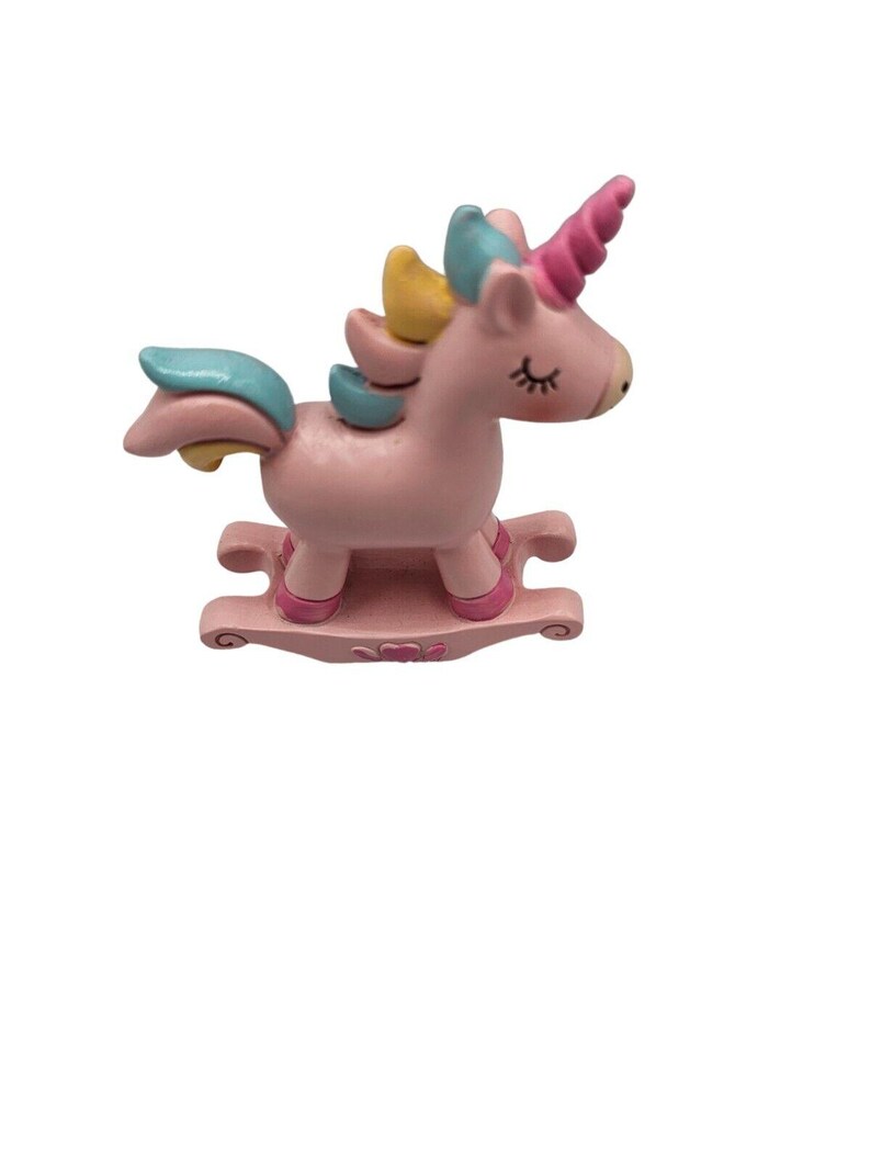 Pastel Pink Unicorn Cake Topper Rocking Horse Painted Rainbow Mane - Etsy