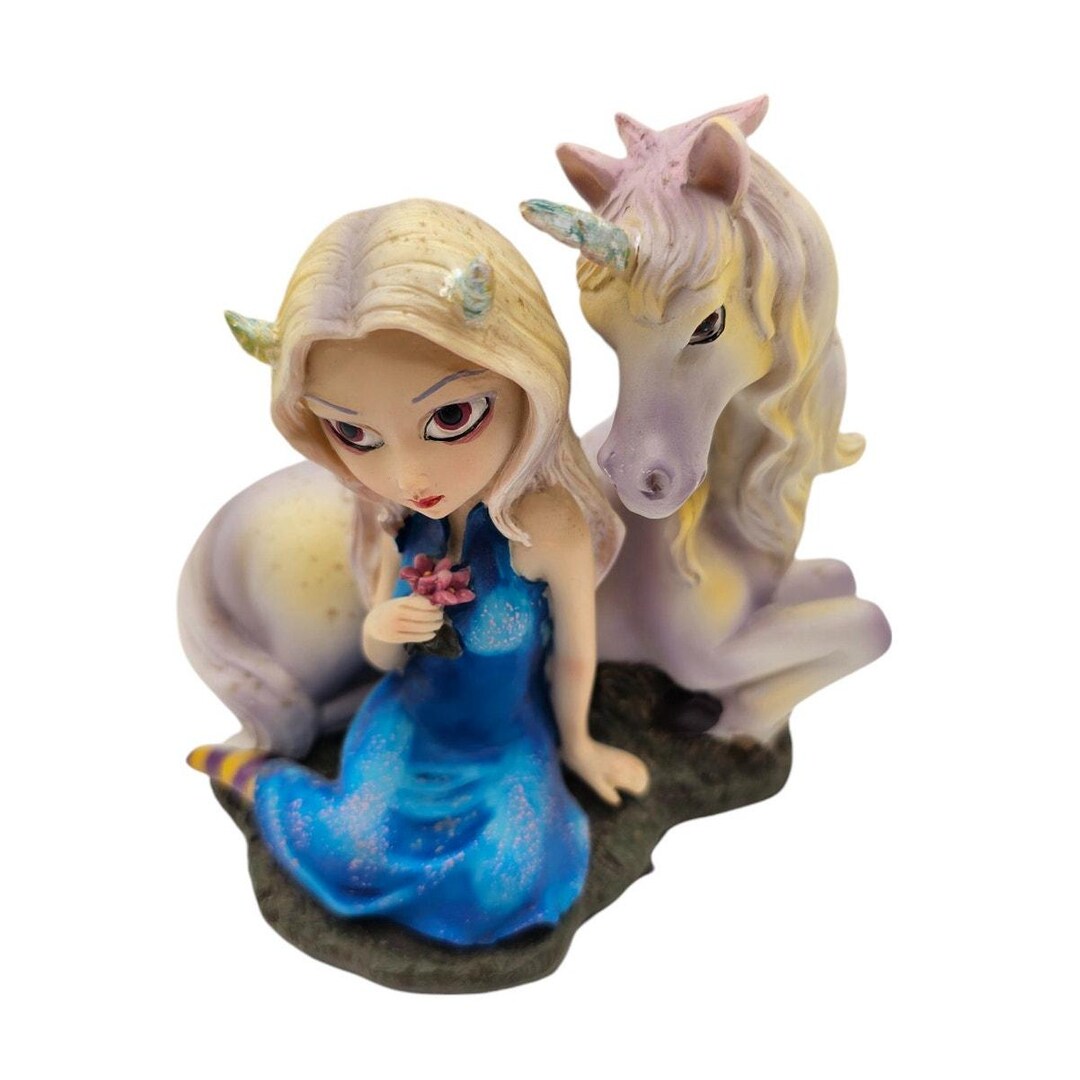 Vintage 1990s Pacific Giftware Fairy Elf Girl W/ Unicorn Bright Colors ...