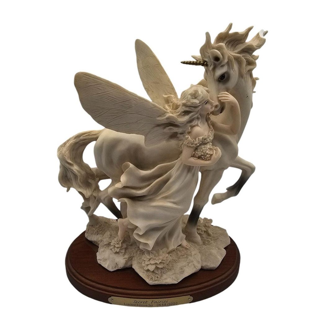Secret Fairies LTD Edition Fairy Princess and Unicorn Figurine Wooden ...