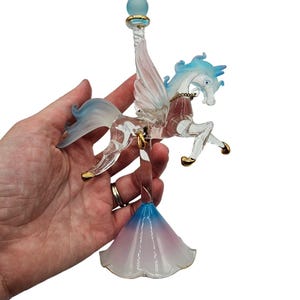 Vintage Spun Glass Carousel Horse Unicorn Figurine Pastel Pink Blue ...