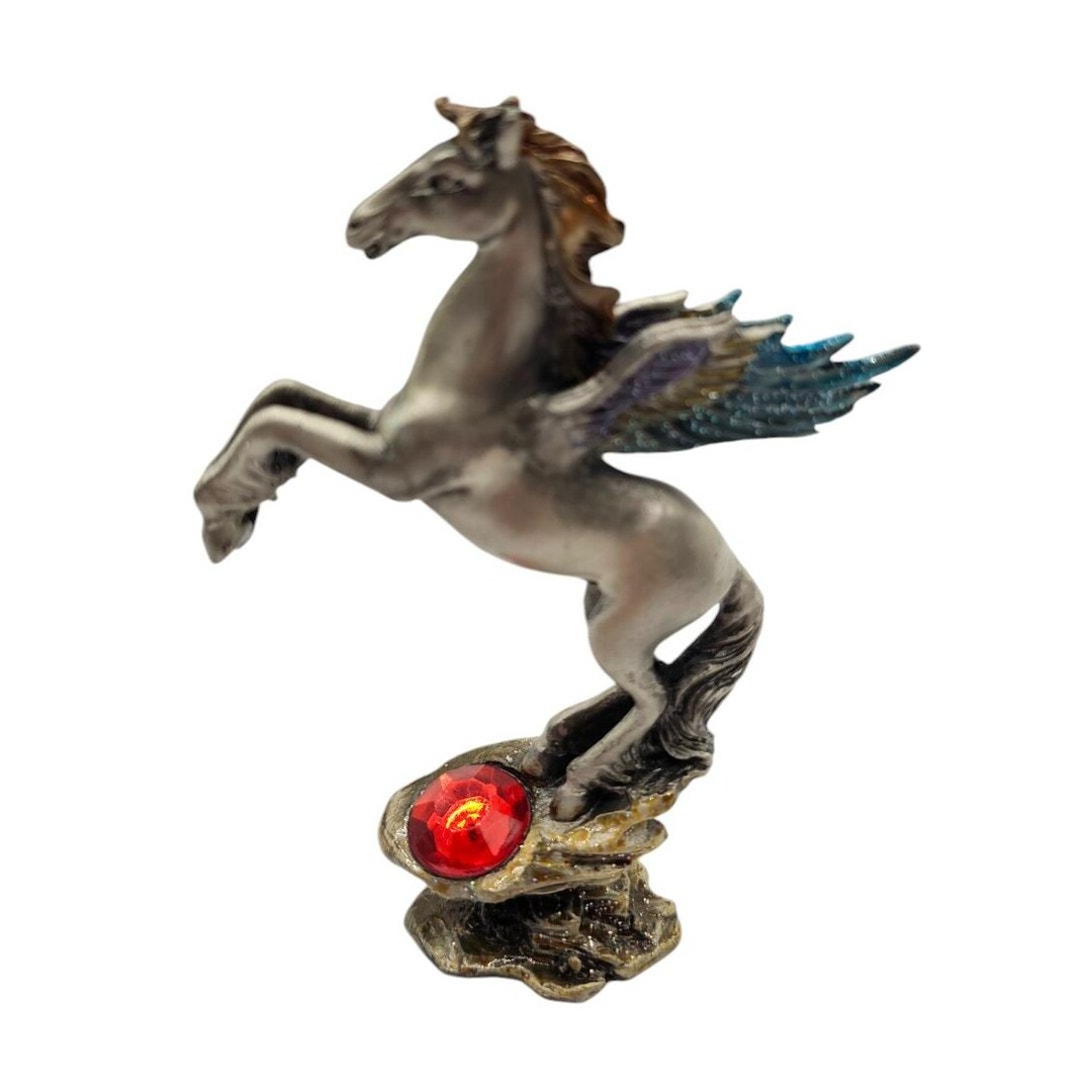 Vintage 1990s Pewter Pegasus Figurine Rearing W/ Red Stone - Etsy