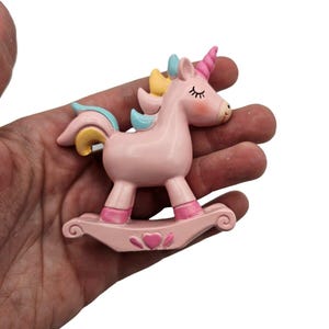 Pastel Pink Unicorn Cake Topper Rocking Horse Painted Rainbow Mane - Etsy