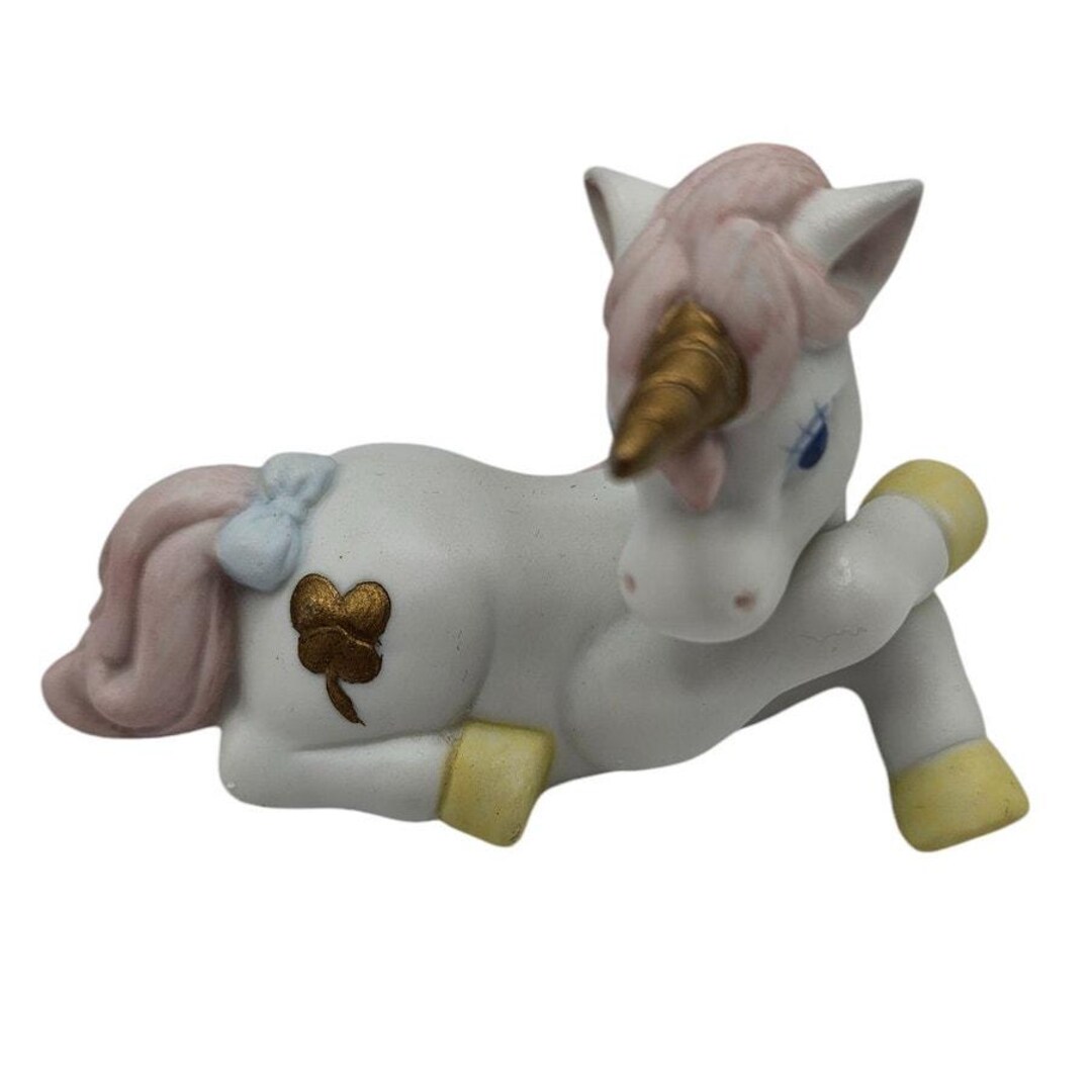 Vintage 1985 Aldon Victor Porcelain Unicorn Figurine Shy Shamrock ...