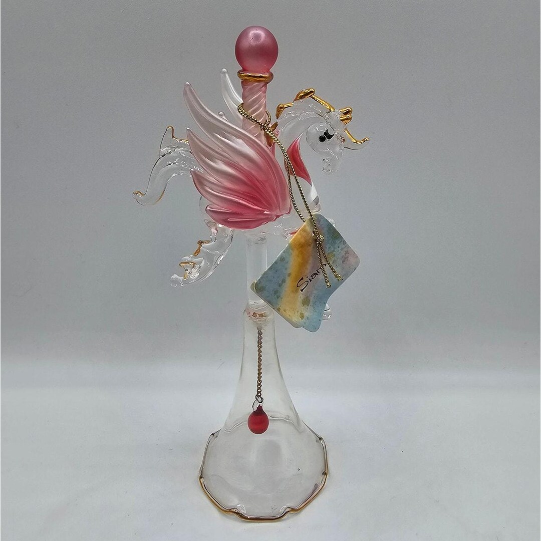Vintage Blown Glass Delicate Unicorn Bell Year Round Birthstone Siam ...