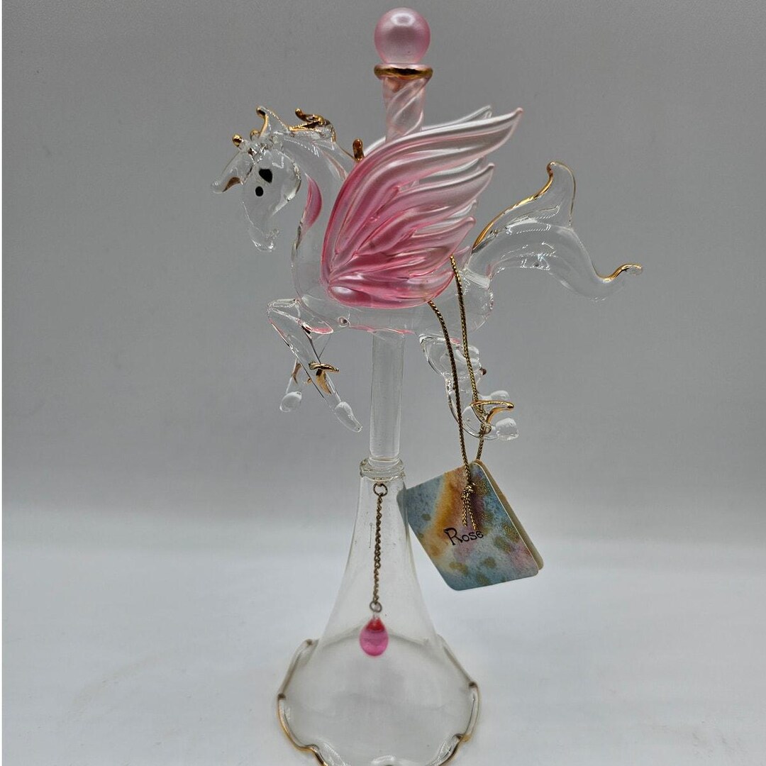VTG Blown Glass Delicate Unicorn Bell Year Round Birthstone Rose ...