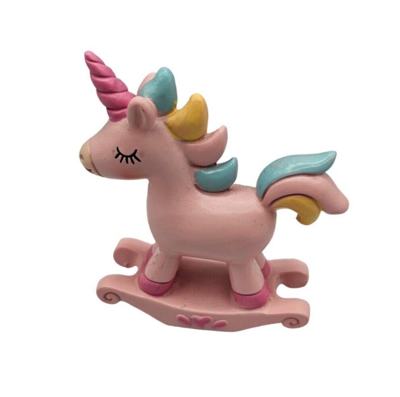 Pastel Pink Unicorn Cake Topper Rocking Horse Painted Rainbow Mane - Etsy