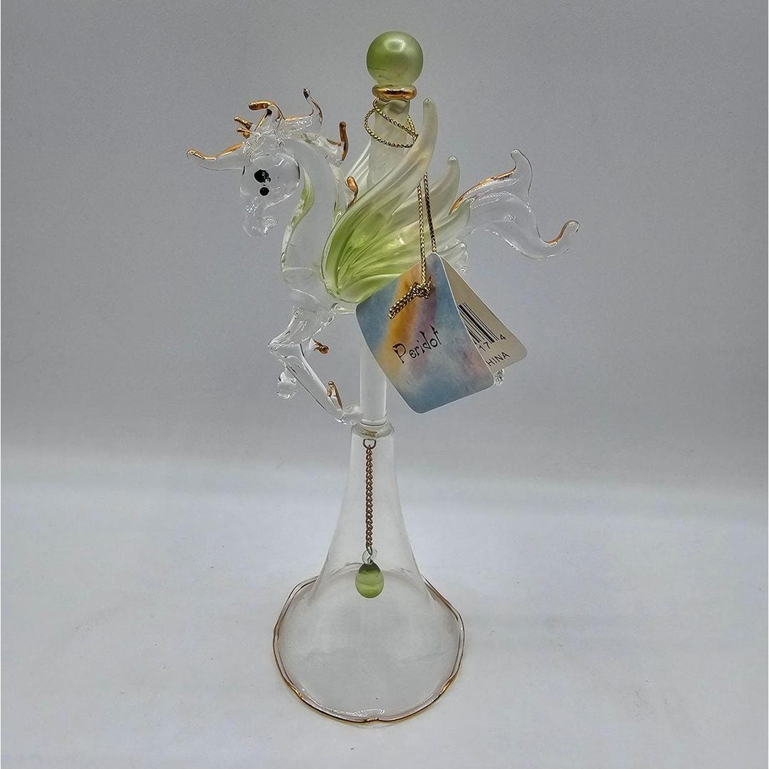 Vintage Blown Glass Delicate Unicorn Bell Year Round Birthstone Peridot ...