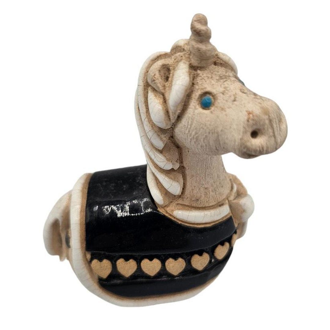 Vtg Artesania Rinconada Uruguay Folk Art Pottery Stone Unicorn Black ...