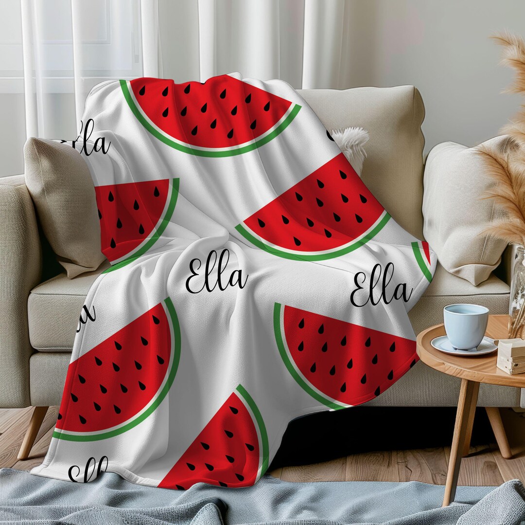 Watermelon Blanket, Watermelon Custom Name Blanket, Watermelon Throw ...