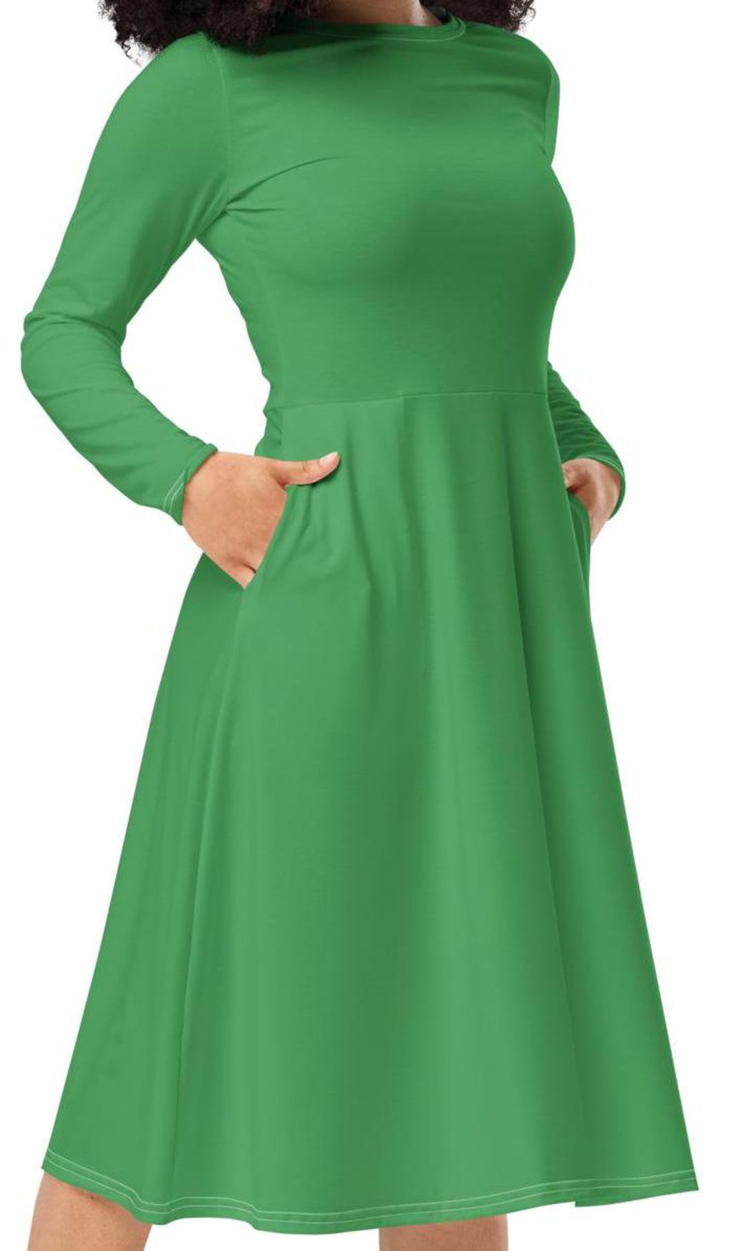 Long Sleeve Midi Dress Chateau Green Womens Comfortable Inspired ...