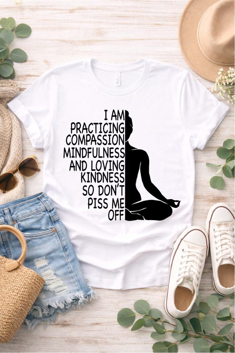Funny Yoga Shirt, Namaste Compassion Tee, Mindfulness Kindness Humor T ...