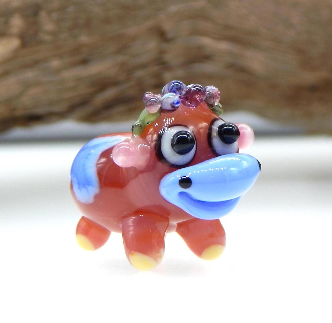 Flower Cow Lampwork Bead-lampwork Focal-cute Cow Lampwork-barnyard ...