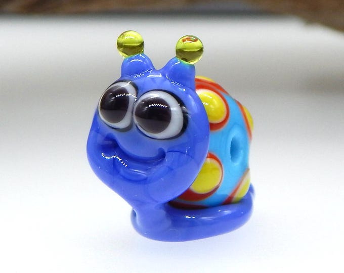 Tiny Smiling Snail Lampwork Bead-lampwork Focal-fairy Garden Decor-cute ...
