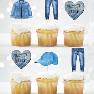 Denim Theme Party Cupcake Toppers Set of 12 - Etsy