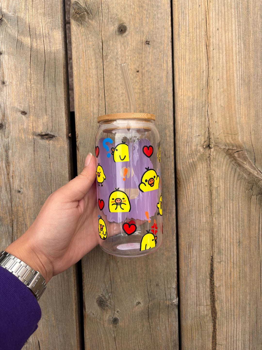 Rilakkuma Glass Cup 16 Oz 20z Kawaii Bear Cup Custom Anime Cup With Lid ...