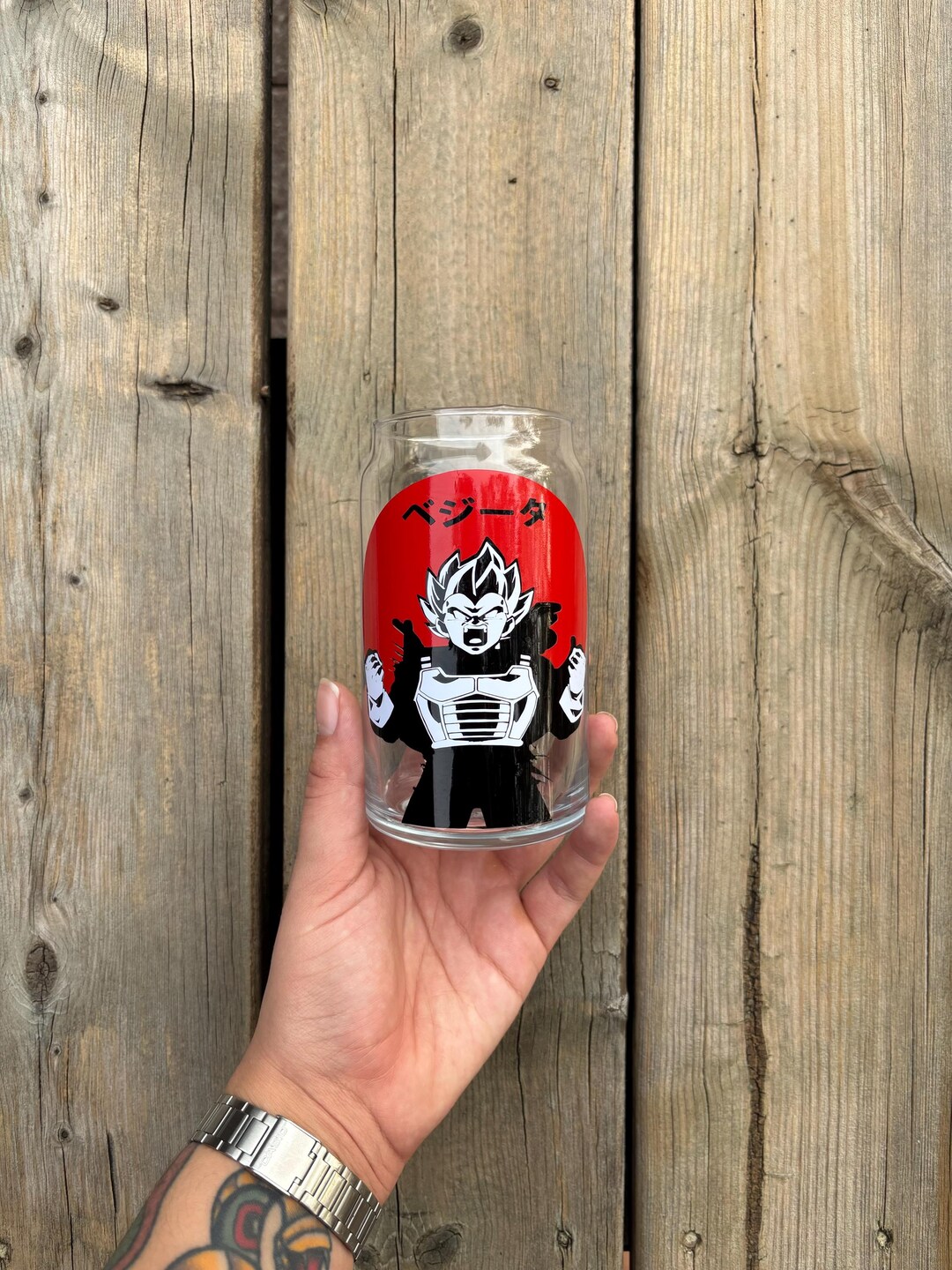 Vegeta Saiyan Glass Cup Anime Cup 16oz 20oz Glass Tumbler Dragon Ball ...
