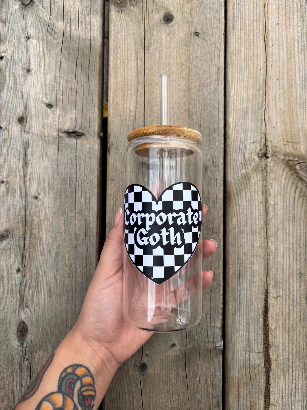 Goth Cup Corporate Goth 16oz 20oz Glass Cup Goth Inspired Glass Cup ...