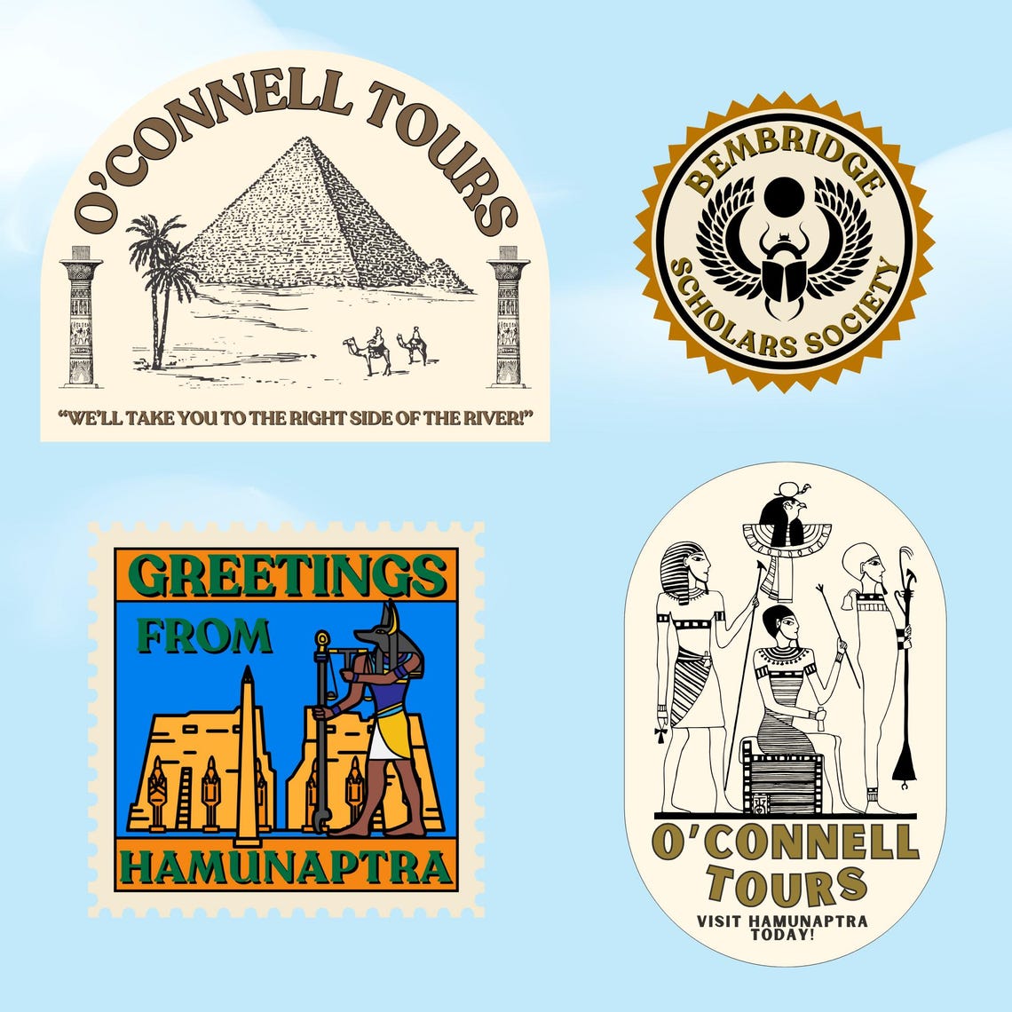 The Mummy Stickers Oconnell Tours 4-pack of the Mummy 1999 Inspired ...