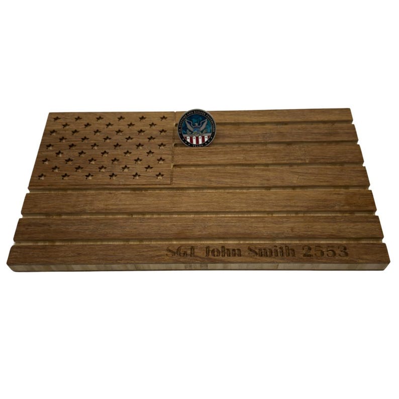 Custom Military Challenge Coin Holder American Flag Display With Name ...