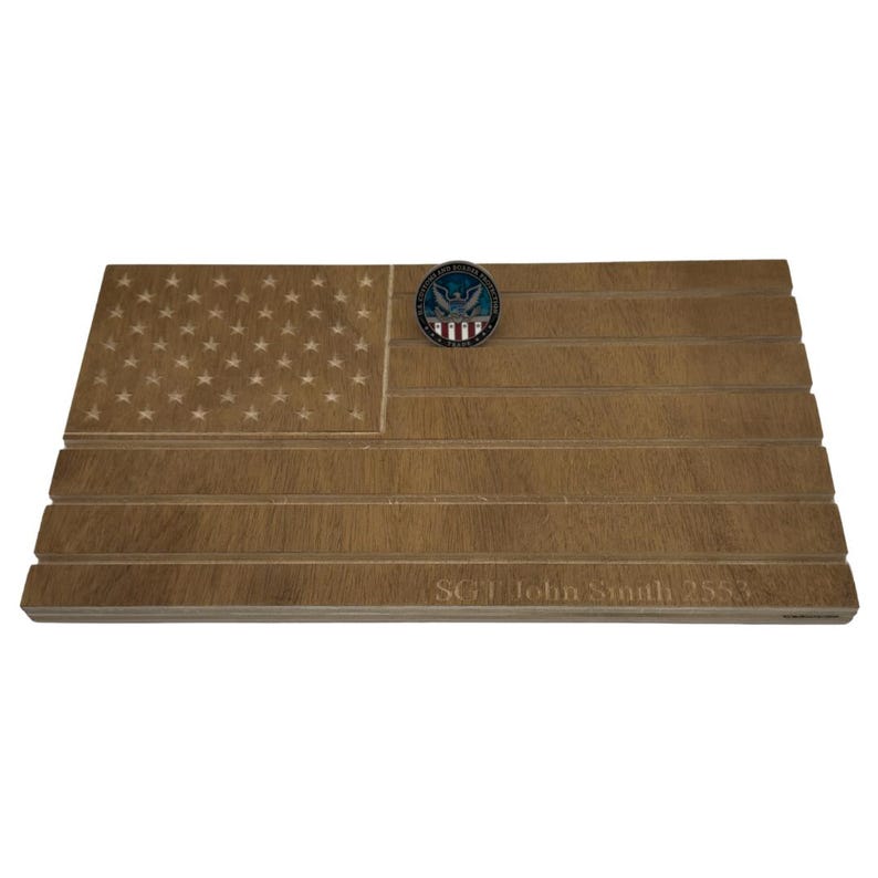 Custom Military Challenge Coin Holder American Flag Display With Name ...