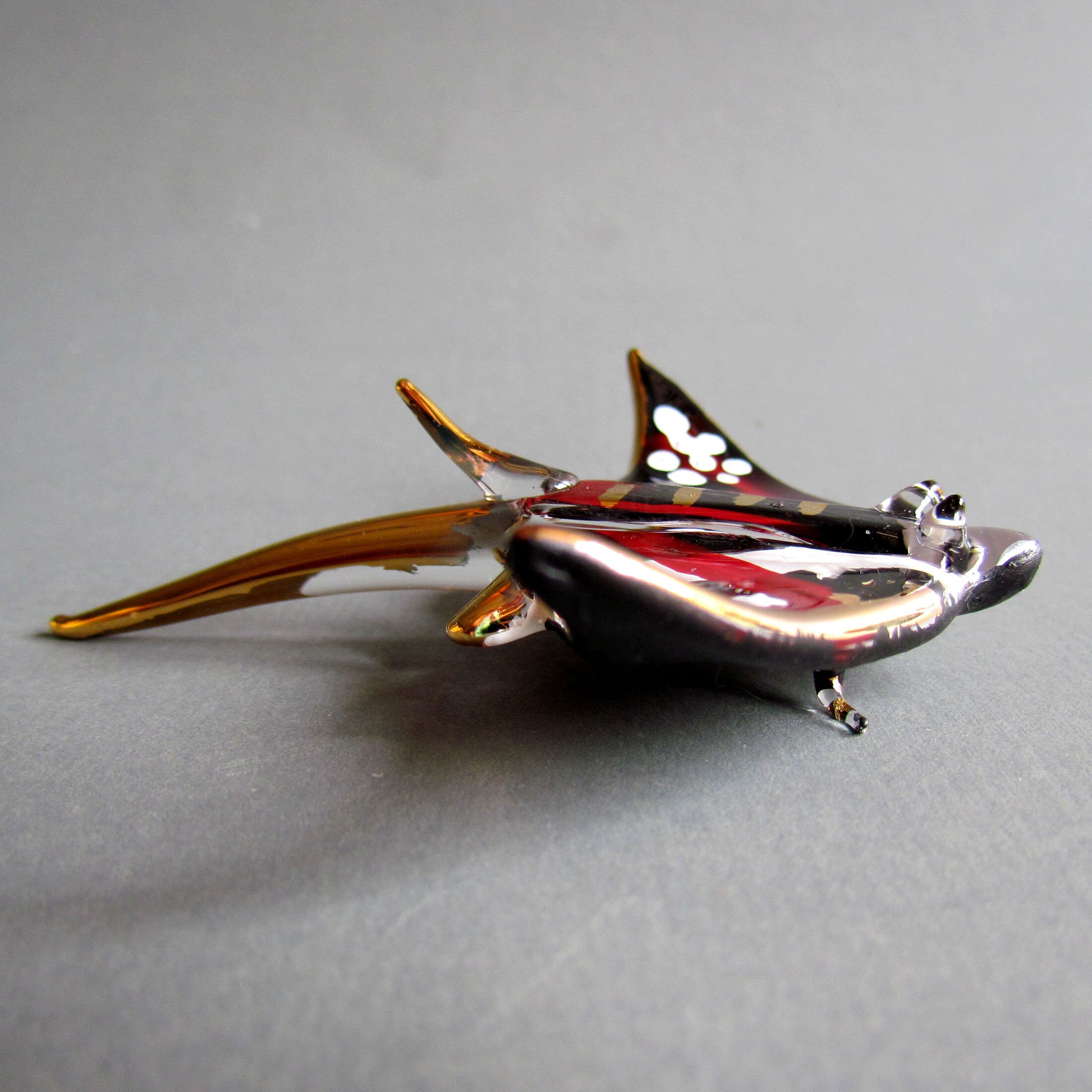 Hand Blown Glass Stingray Manta Fish Figurines Glass Animals Paint 22k ...