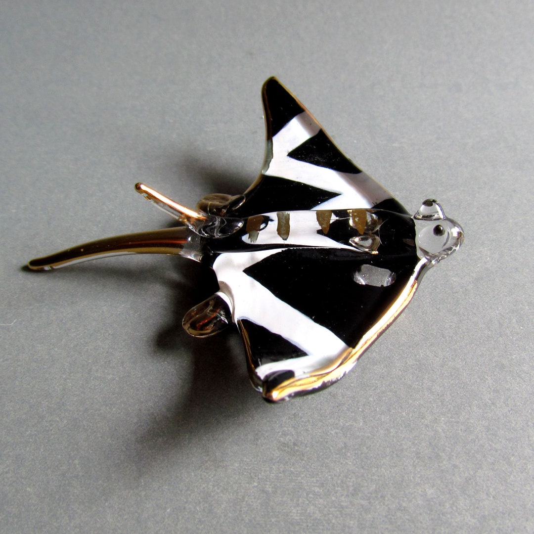 Hand Blown Glass Stingray Manta Fish Figurines Glass Animals Paint 22k ...